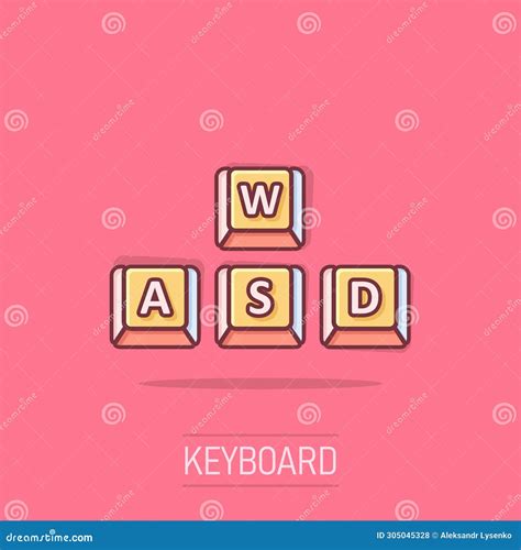 Wasd Button Icon In Flat Style Keyboard Vector Illustration On Black Round Background With Long
