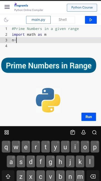 Prime Numbers In Given Range Python🤞 Shorts Pythonintelugu Python