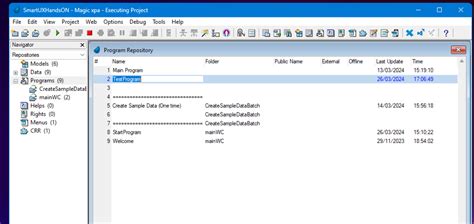 Test Program To Elaborate Route And Build Sidebar Menu In Magic Xpa