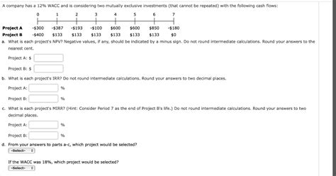Solved Project A Project B A What Is Each Project S NPV Chegg Com