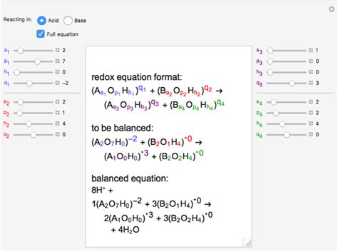 Redox Equation Balancer Wolfram Demonstrations Project