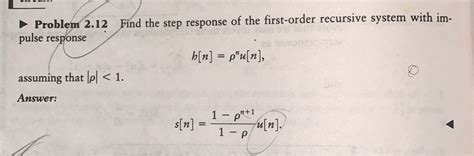 Solved Problem 2 12 Find The Step Response Of The Chegg Com