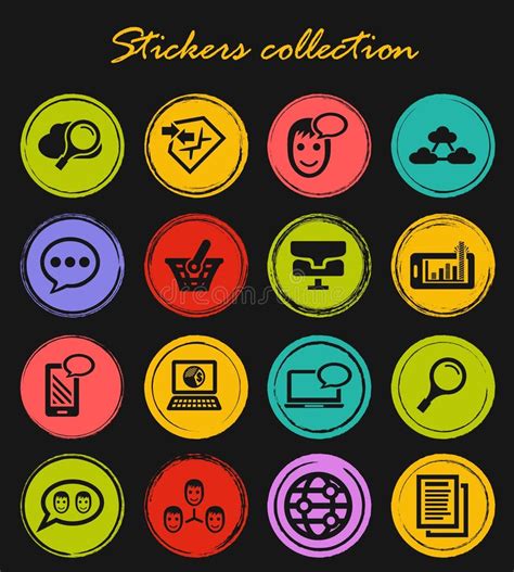 Data Analytic And Social Network Icons Set Stock Illustration