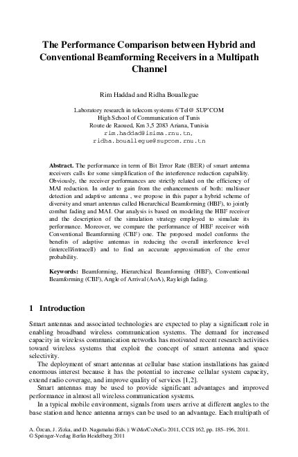Pdf The Performancecomparison Between Hybrid And Conventional Beamforming Receivers In A
