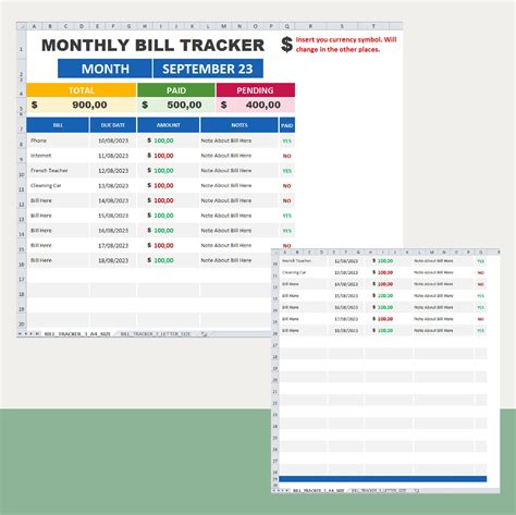 Excel Bill Tracker Template Monthly Bill Management Tool Track Paid