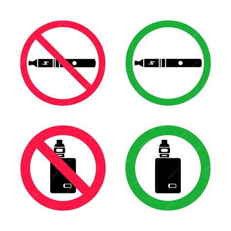 No Vapear Y Señales De área De Vapeo Círculos Rojos Prohibidos Y Verdes