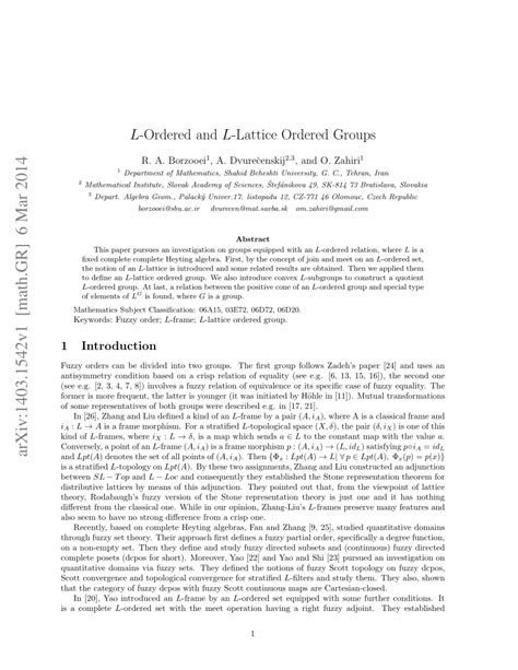 Pdf L Ordered And L Lattice Ordered Groups