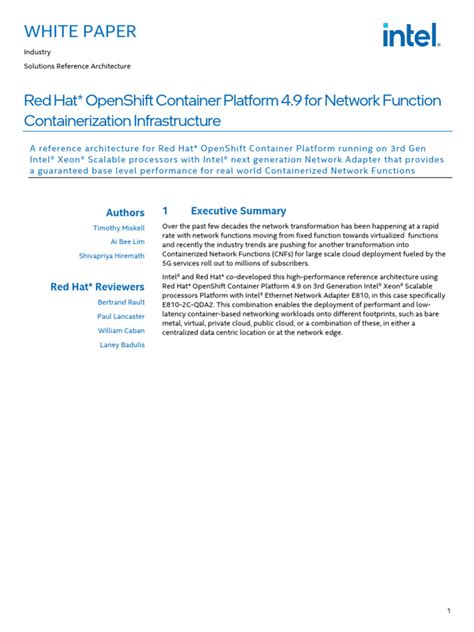red hat openshift container platform 4 9 for network function