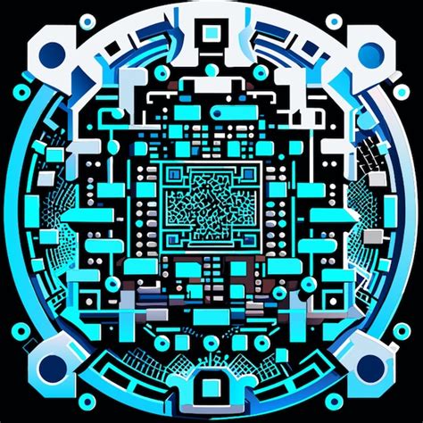 Premium Vector Qr Barcode Blue Circuit Board Digital Qr Code