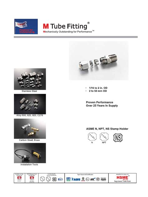 Rfs Tube Fittings Catalogue Pdf Pipe Fluid Conveyance Stainless Steel