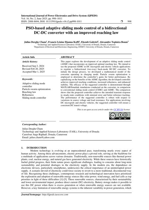 Pdf Pso Based Adaptive Sliding Mode Control Of A Bidirectional Dc Dc