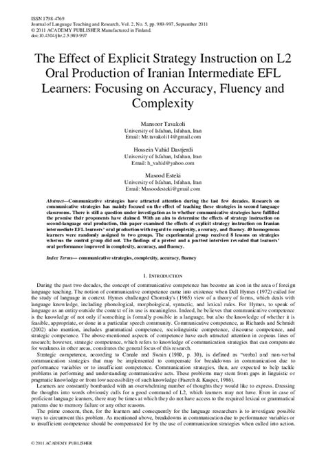 Pdf The Effect Of Explicit Strategy Instruction On L2 Oral Production Of Iranian Intermediate