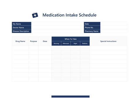 Free Printable Medication Schedule Templates [2 3 4 Times A Day] Chart