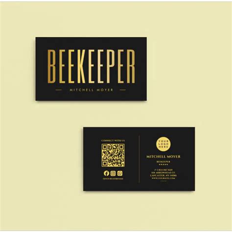 Elegant Black And Gold Beekeeper Qr Code And Logo Business Card Zazzle