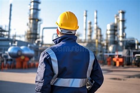Worker In The Background Chemical Plant Stock Illustration