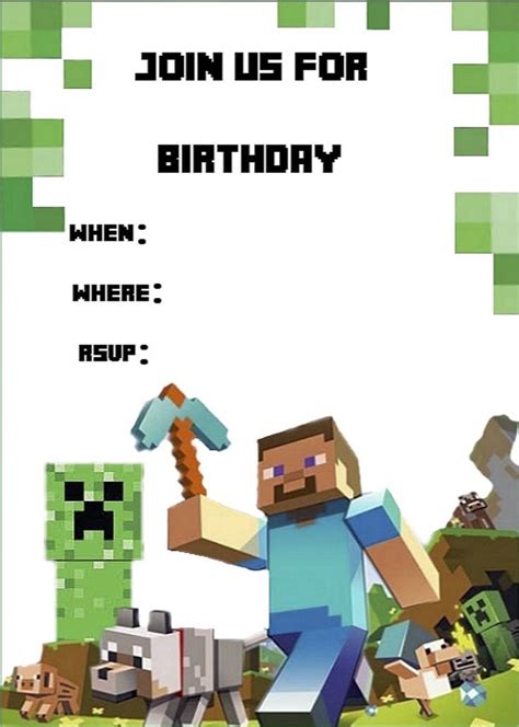 Minecraft Invite | Minecraft birthday invitations, Minecraft party ...