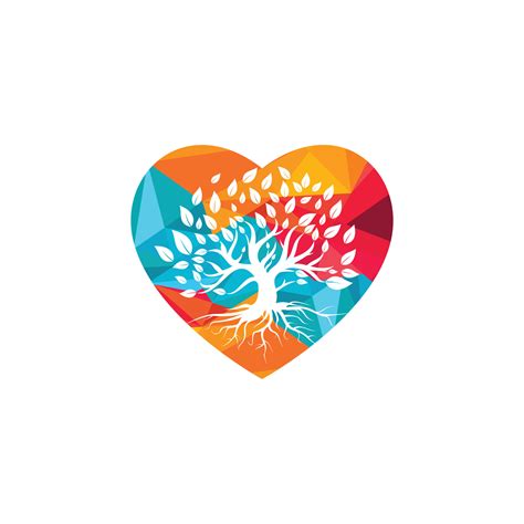 Tree Roots Heart Shape Vector Logo Design Tree Roots Nature Love Vector Logo Design Template