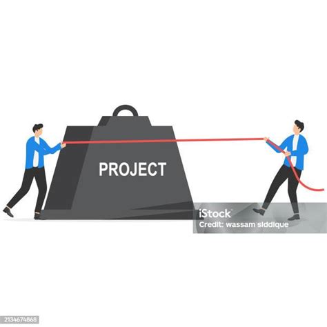 비즈니스 팀은 목표를 달성하기 위해 프로젝트 부하를 함께 밀고 당깁니다 동료와 성공 개념 개념에 대한 스톡 벡터 아트 및 기타 이미지 Istock