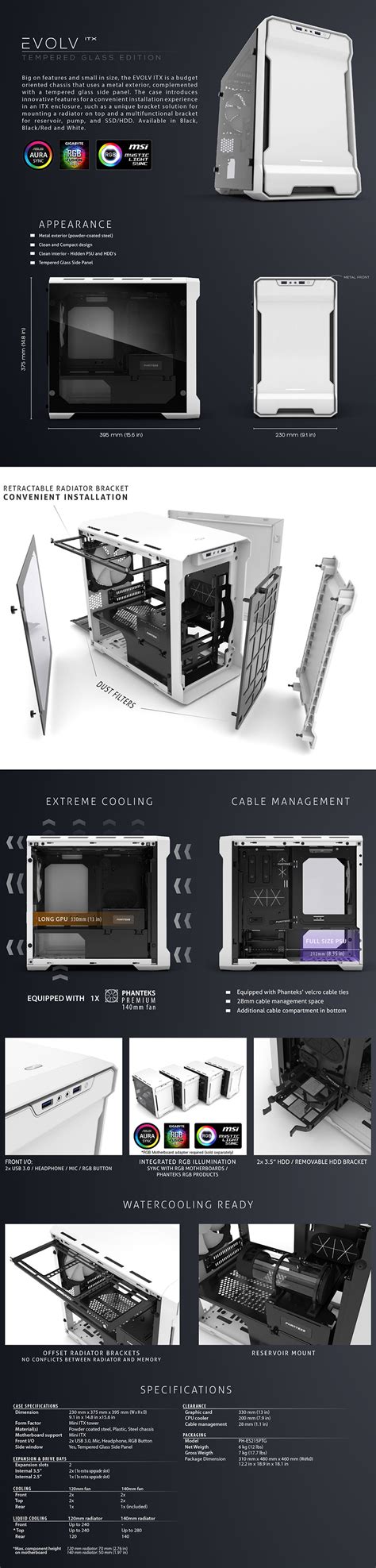 Buy Phanteks Enthoo Evolv Mini Itx Tempered Glass White [ph Es215ptg Wt] Pc Case Gear Australia