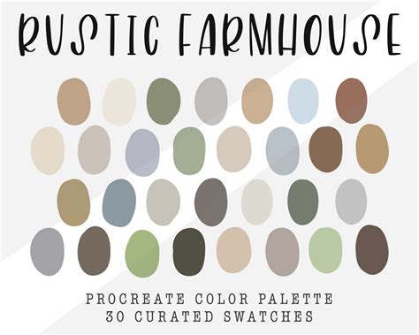 Rustic Farmhouse Procreate Color Palette Color Swatches IPad Procreate Tools Instant