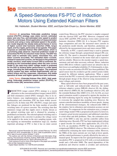 pdf a speed sensorless fs ptc of induction motors using extended