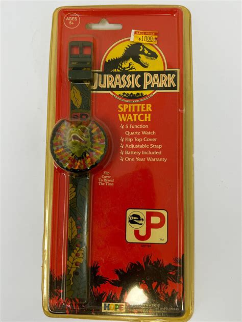 Vintage Jurassic Park Dilophosaurus Spitter Dinosaur Lcd Flip Top Watch