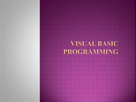 Visual Basic Programming Pptx