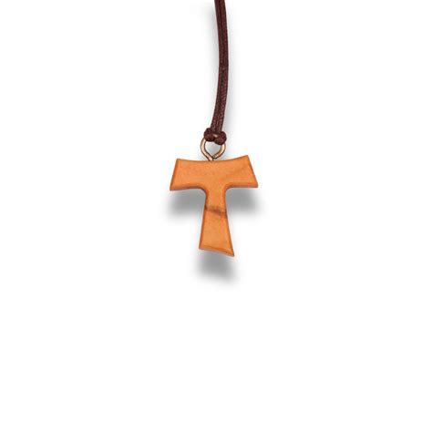 Classic Olive Wood Franciscan Tau Cross Necklace Handcrafted In
