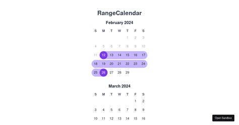 React Aria Scrollable Range Calendar Codesandbox