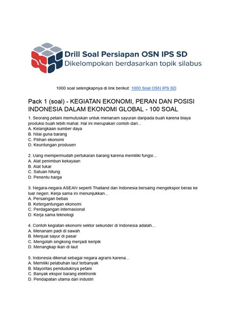 1000 Contoh Soal Osn Ips Sd Pdf