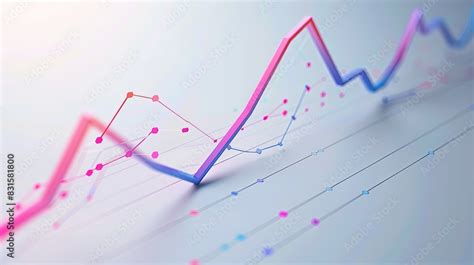 abstract 3d line graph with pink and blue lines on white background