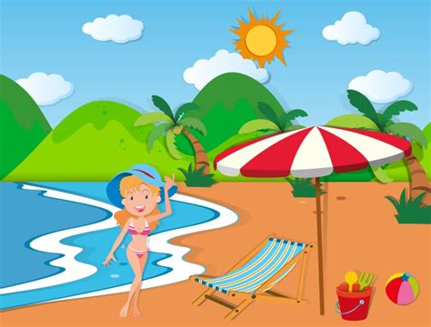 Girls Having Fun On The Beach Royalty Free Vector Image