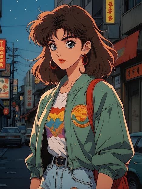 Premium Photo Illustration Of A Young Woman In 90s Anime Style