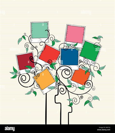 Colorful Instant Photo Curl Leaf Tree Design Vector File Layered For Easy Manipulation And