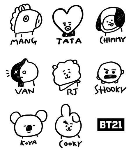 Adorable Bt21 Para Colorear Imprimir E Dibujar Coloringlib
