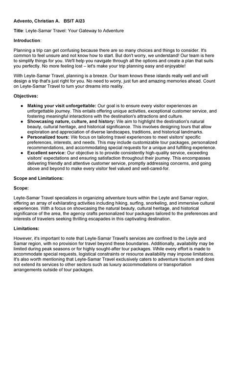 Draft Proposal Advento Christian A Bsit Ai Title Leyte Samar