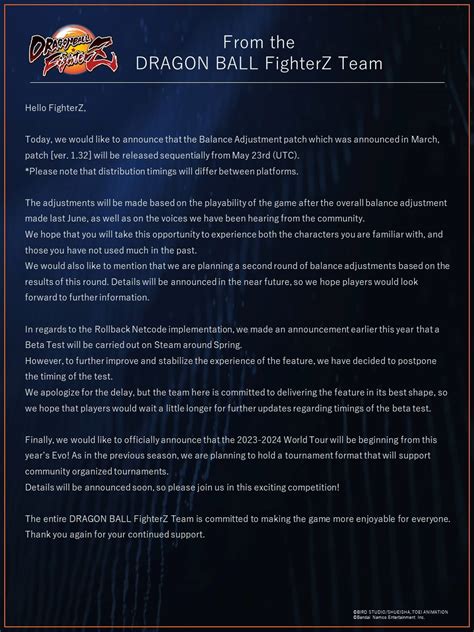 patch coming may 23rd rollback netcode beta is delayed r dbfz