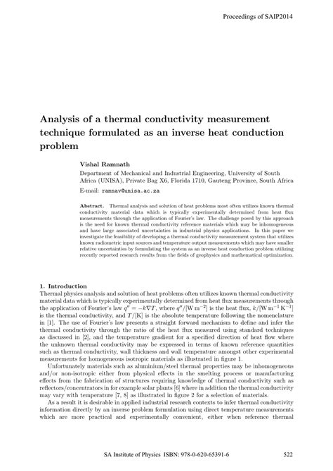 Pdf Analysis Of A Thermal Conductivity Measurement Technique