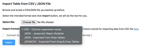 Import Export Wordpress Tables