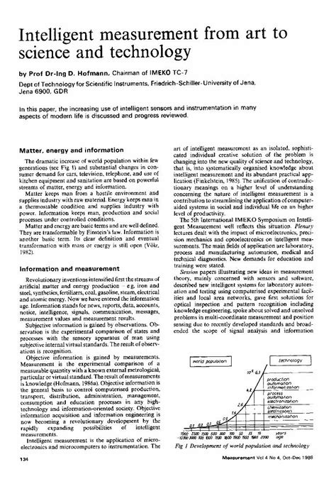 Pdf Intelligent Measurement From Art To Science And Technology