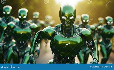 a group of green robots ecology stock illustration illustration of