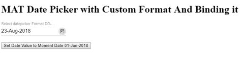 Angular Material Datepicker Angular Material Datepicker Custom Format