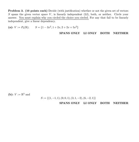 Solved Problem 3 10 Points Each Decide With Chegg Com