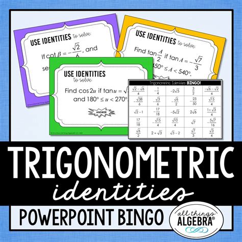 Trigonometric Identities Bingo Game All Things Algebra