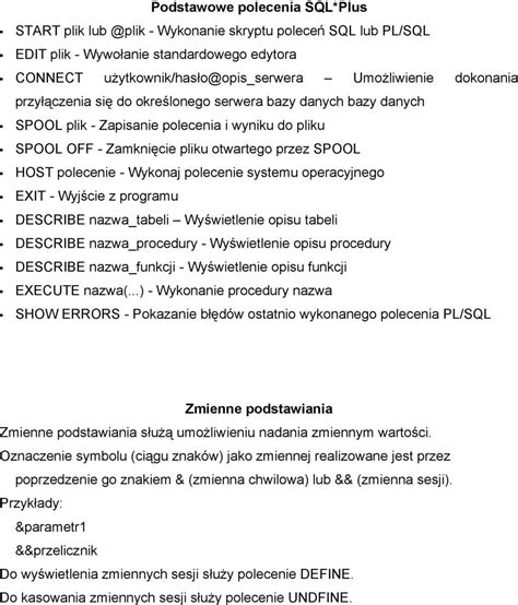 Podstawy Języka Sql Co To Jest Sql Możliwości Sql Sqlplus Pdf