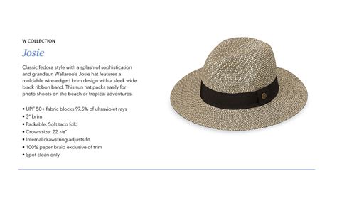 Wallaroo Hat Company Womens Josie Fedora Upf 50 Sun