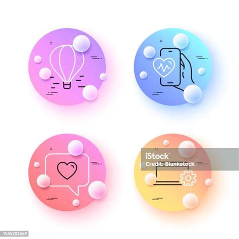 사랑 메시지 노트북 서비스 및 심장 강화 훈련 최소 라인 아이콘 웹 응용 프로그램의 경우 인쇄 벡터 구에 대한 스톡 벡터 아트