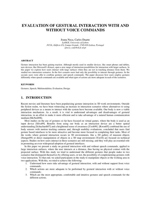 Pdf Evaluation Of Gestural Interaction With And Without Voice Commands