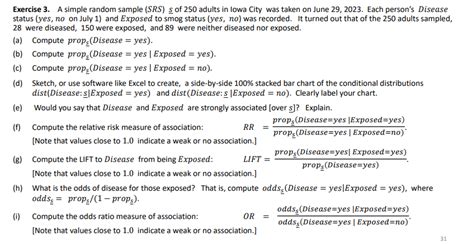 Solved Exercise 3 A Simple Random Sample SRS S Of 250 Chegg Com