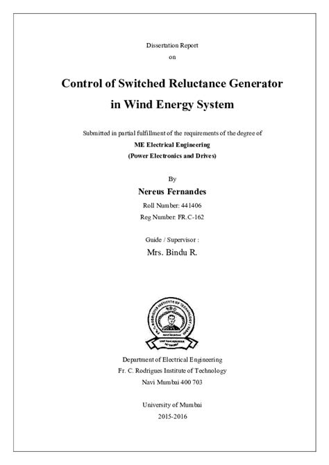 Pdf Control Of Switched Reluctance Generator In Wind Energy System